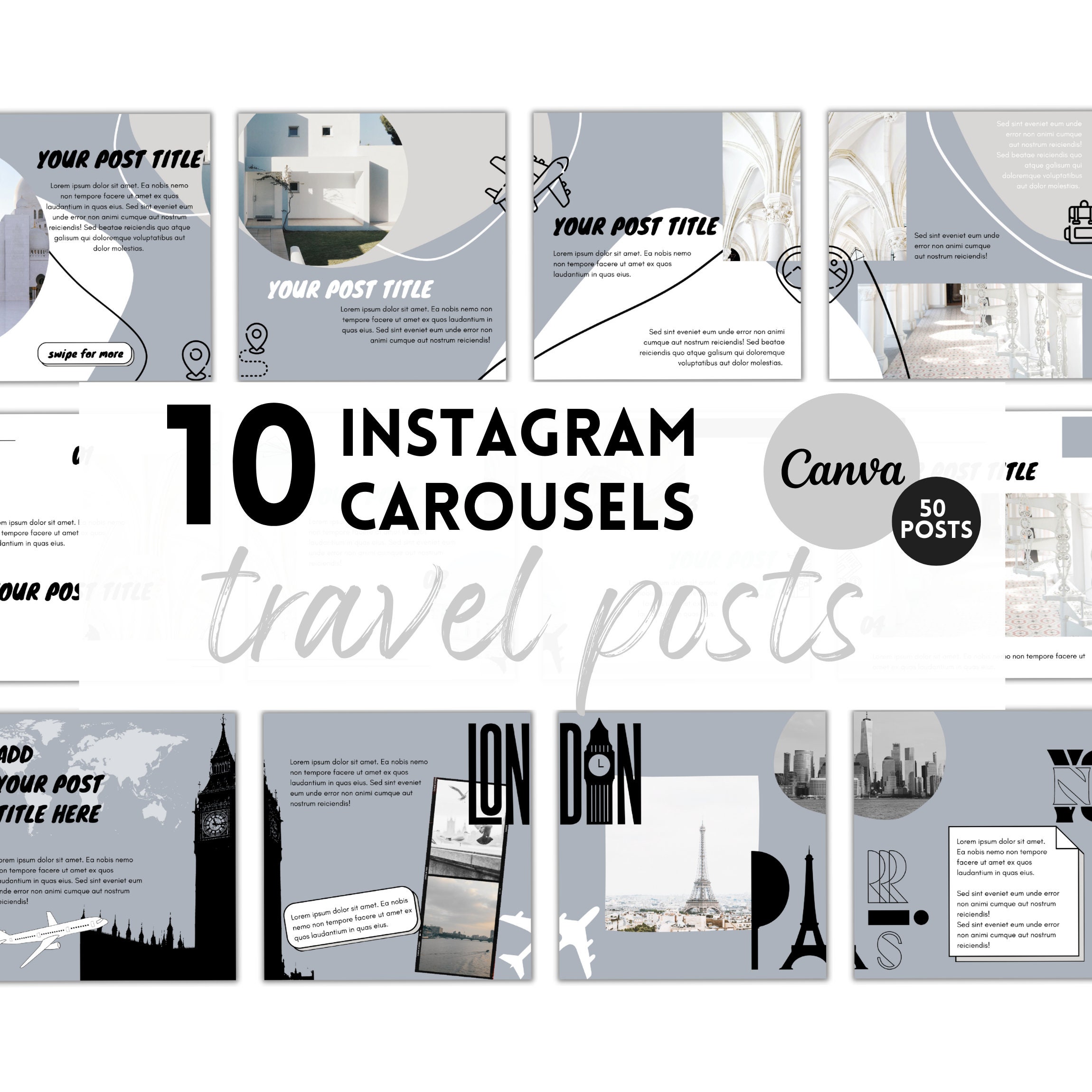 TRAVEL Carousel Instagram Template Boost Engagement Canva Templates ...