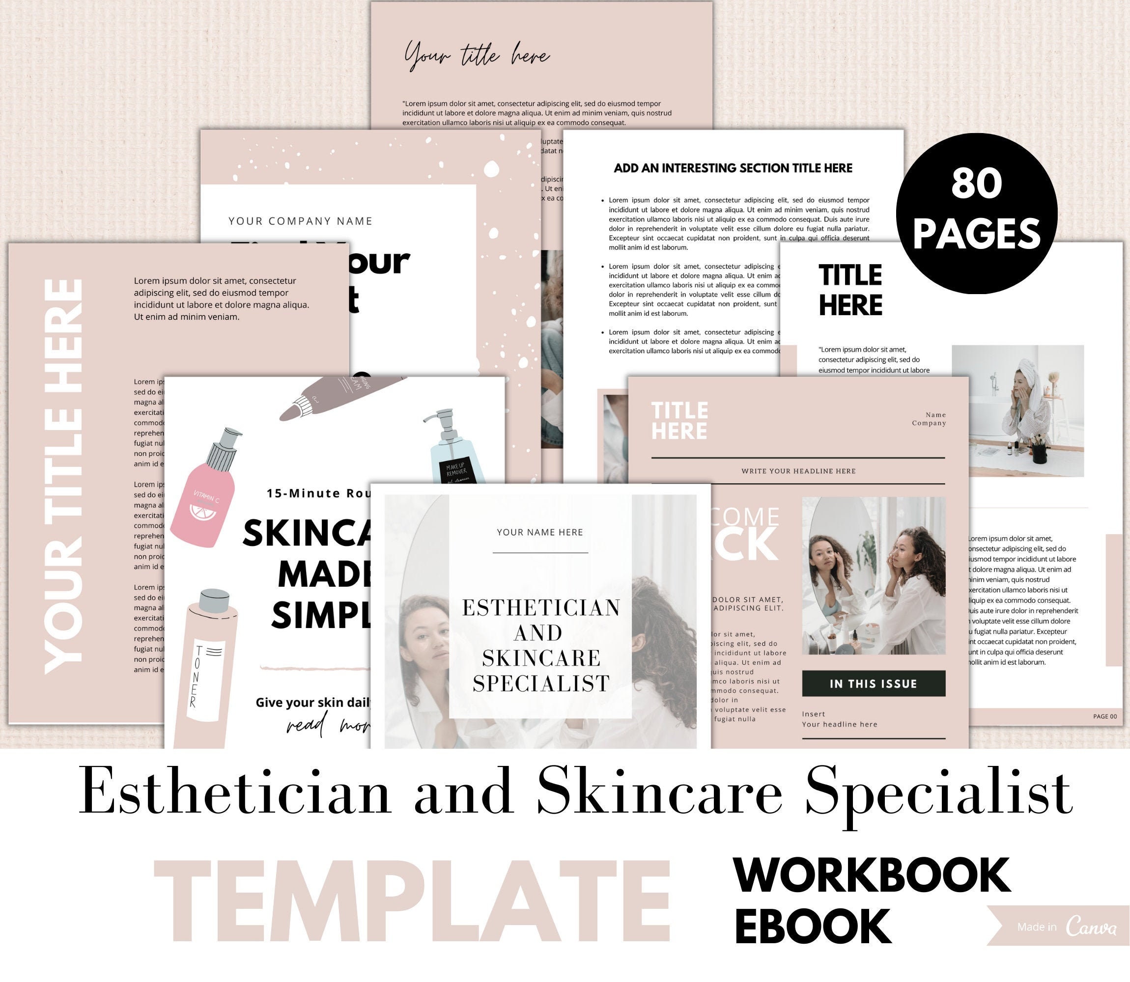 Esthetician Ebook Template for Coaches Skincare Template for | Etsy