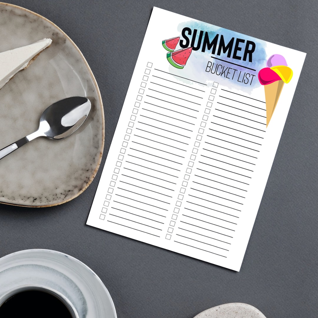 Summer Summer Bucket List Printable to Do Checklist for Kids Girls ...