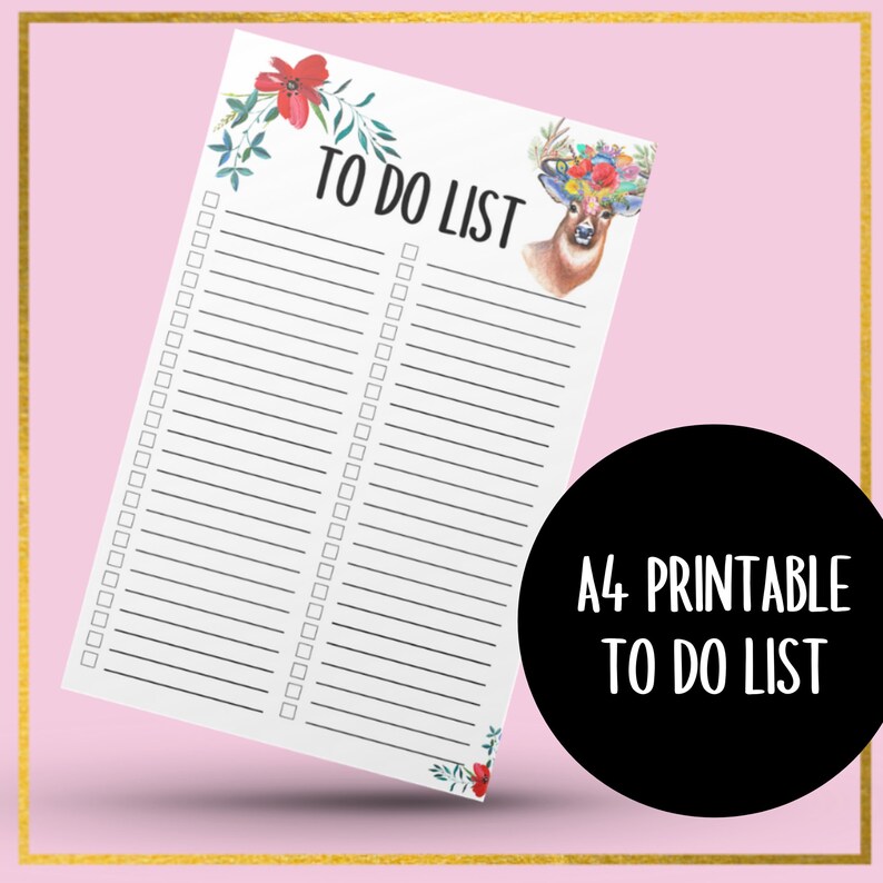 Printable To-do List | Flower A4 Minimalism List Planner | Planner ...