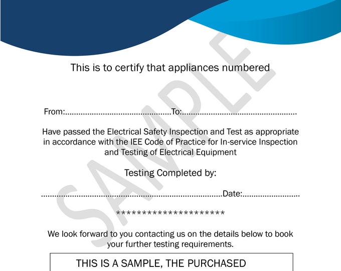 PAT Testing Certificate - Etsy