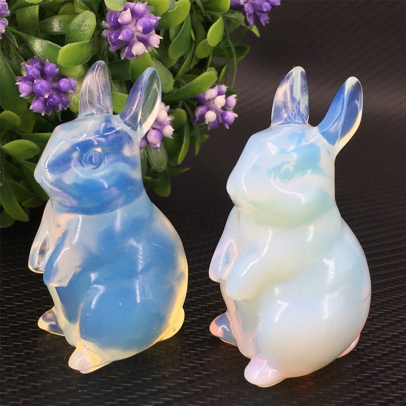Hand Carving Opalite Rabbitquartz Crystal Rabbitmineral - Etsy