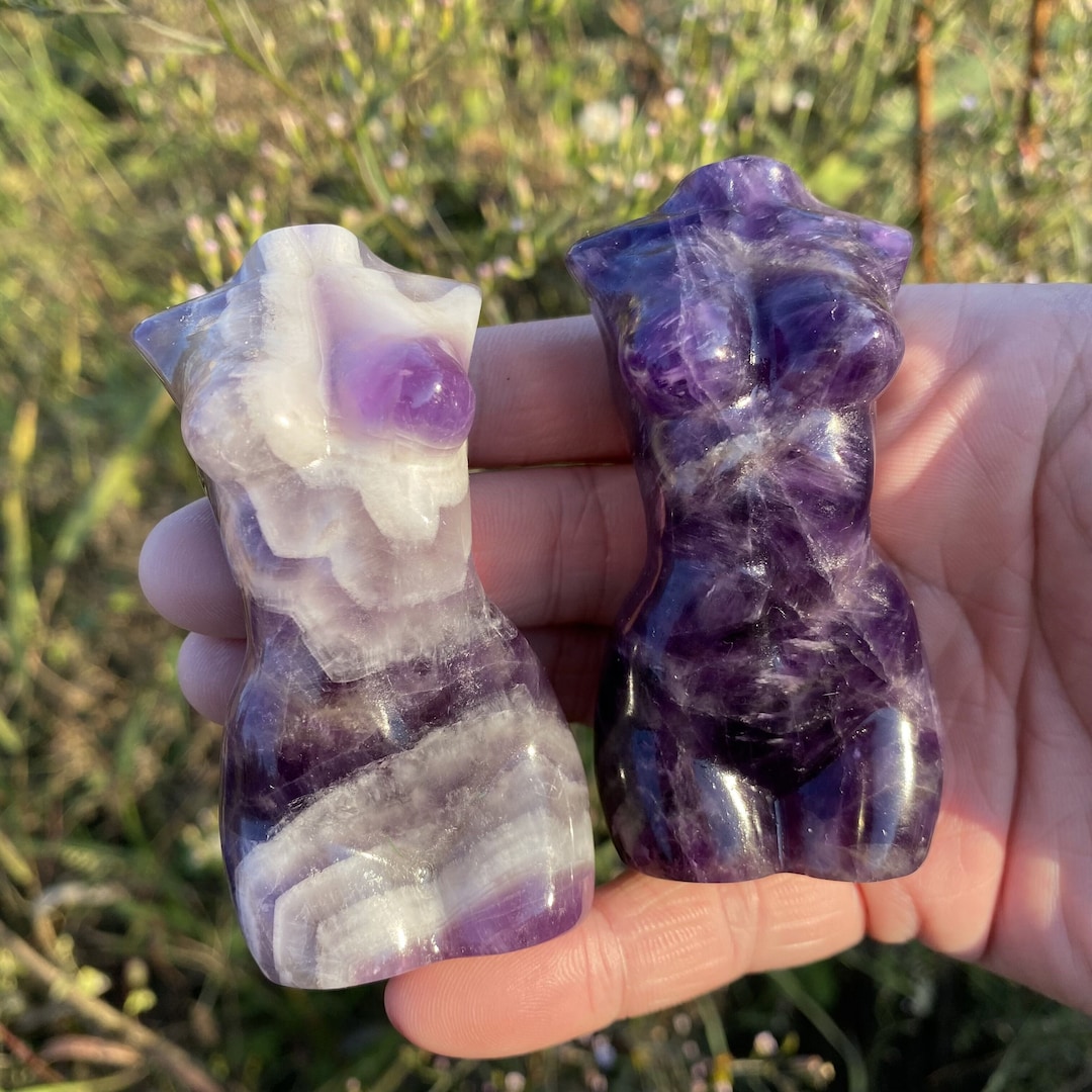 3 Natural Dreamy Amethyst Goddess,crystal Carving,reiki Heal,quartz ...