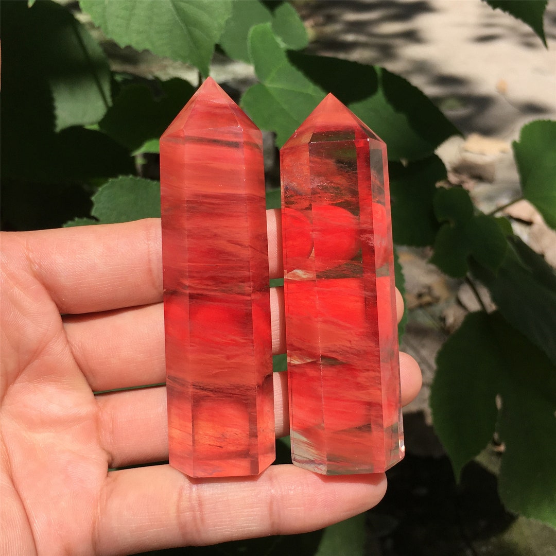 1PC Red Melting Stone Obelisk,quartz Crystal Obelisk,quartz Crystal ...