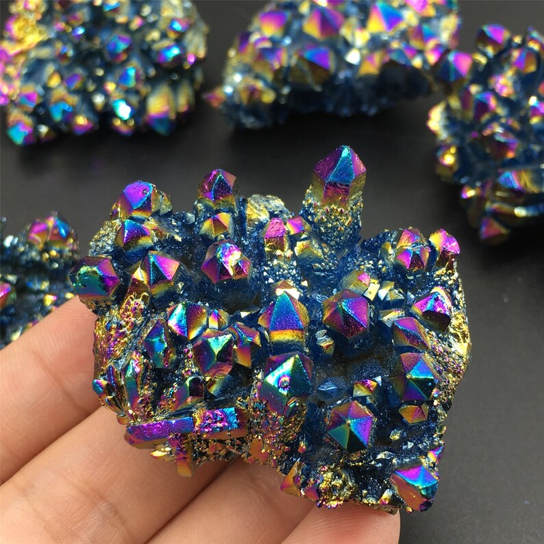 1PC Natural Rainbow Titanium Quartz Crystal Clustercrystal - Etsy