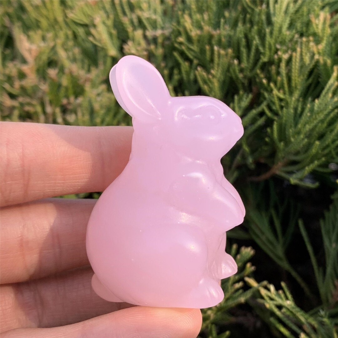 1PC Hand Carving Pink Opalite Rabbit,quartz Crystal Rabbit,mineral ...