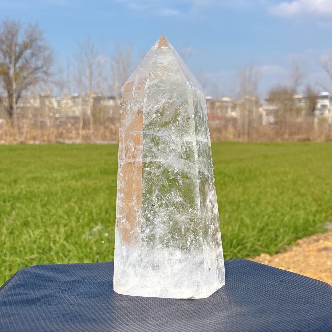 7LB Natural Clear Quartz Obelisk,Large Crystal Tower,Crystal Wand Point ...