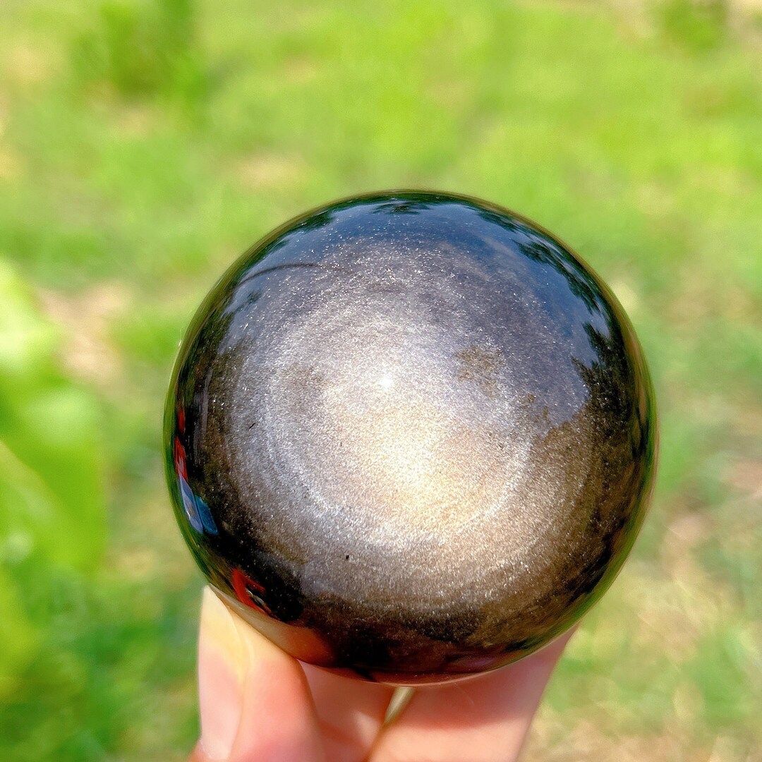 Natural Silver Obsidian Sphere,crystal Sphere,home Decoration ...