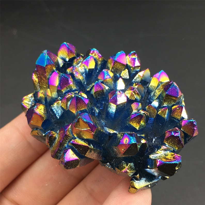 1PC Natural Rainbow Titanium Quartz Crystal Clustercrystal - Etsy