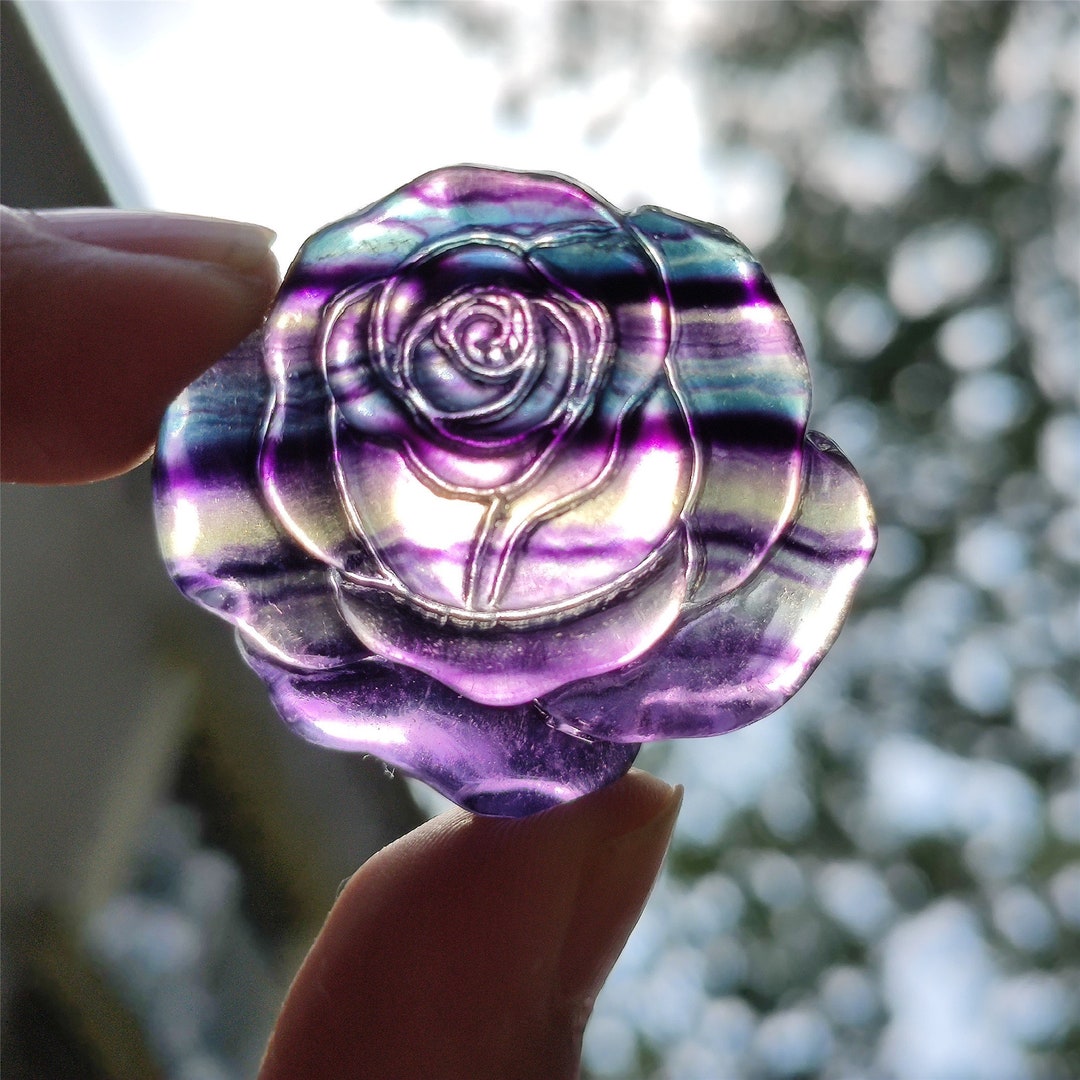 1PC Natural Fluorite Rose FlowerQuartz Crystal Rose - Etsy France
