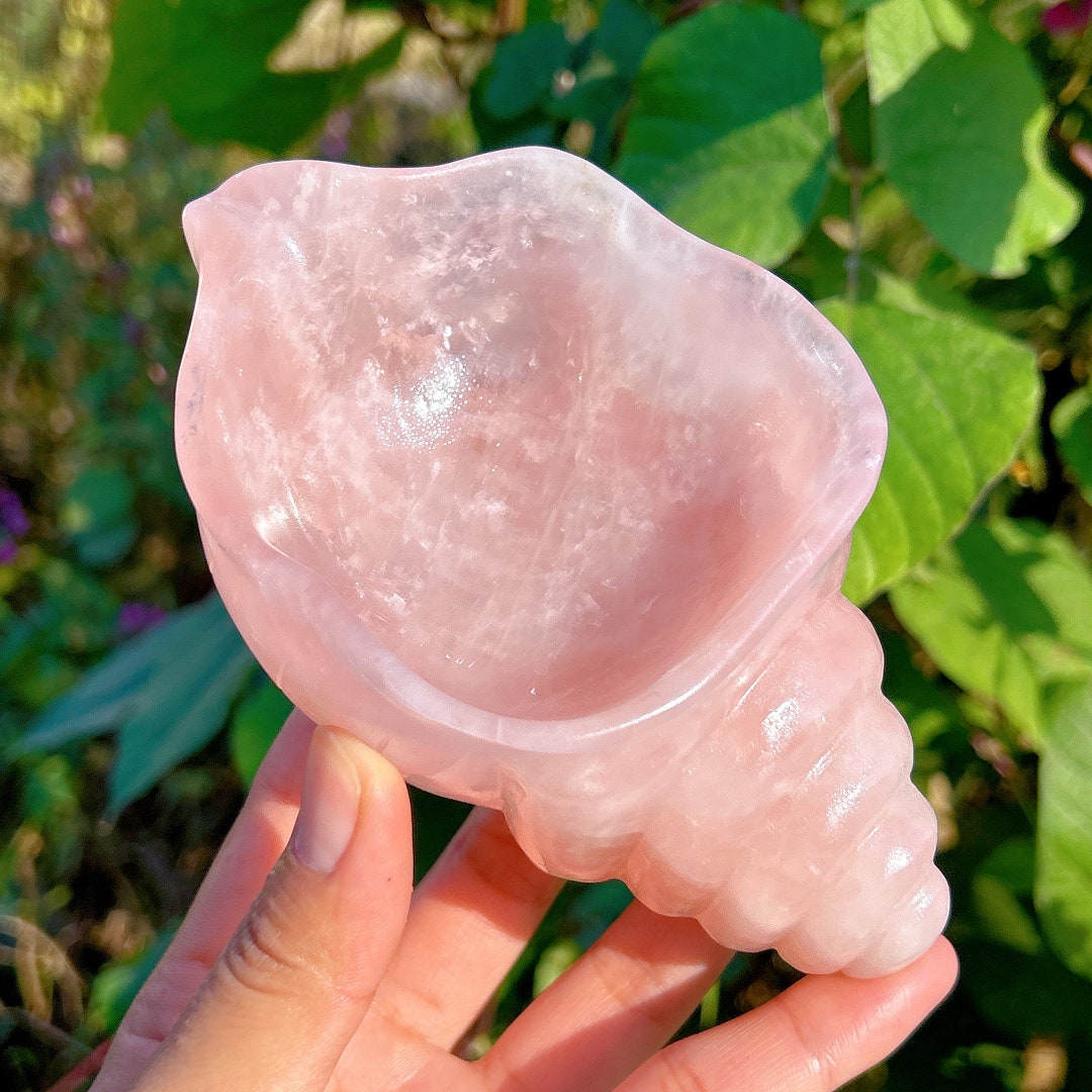 Hand Made Rose Quartz Conch,quartz Crystal Shell,mineral Specimen,home ...