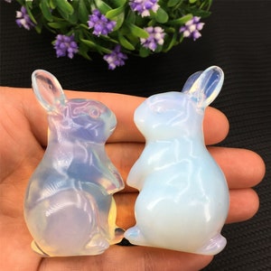 Hand Carving Opalite Rabbit,quartz Crystal Rabbit,mineral Specimen,rock ...