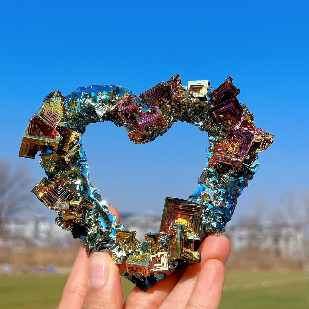 Rainbow Bismuth Ore Heart,quartz Crystal Loving Heart,mineral Specimen ...