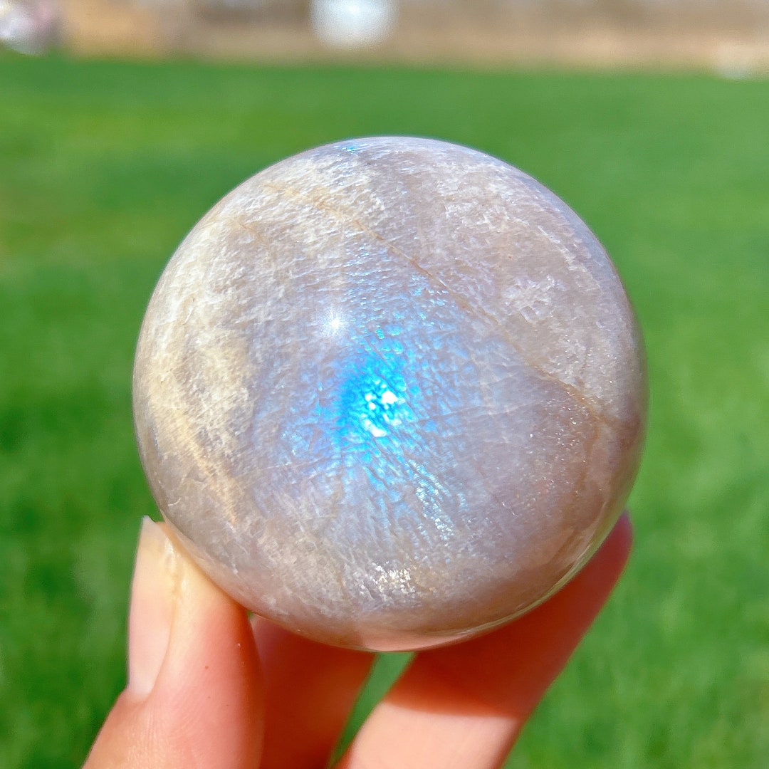 50mm Natural Blue Flash Moonstone Sphere,crystal Sphere,home Decoration,divination Sphere,energy ...