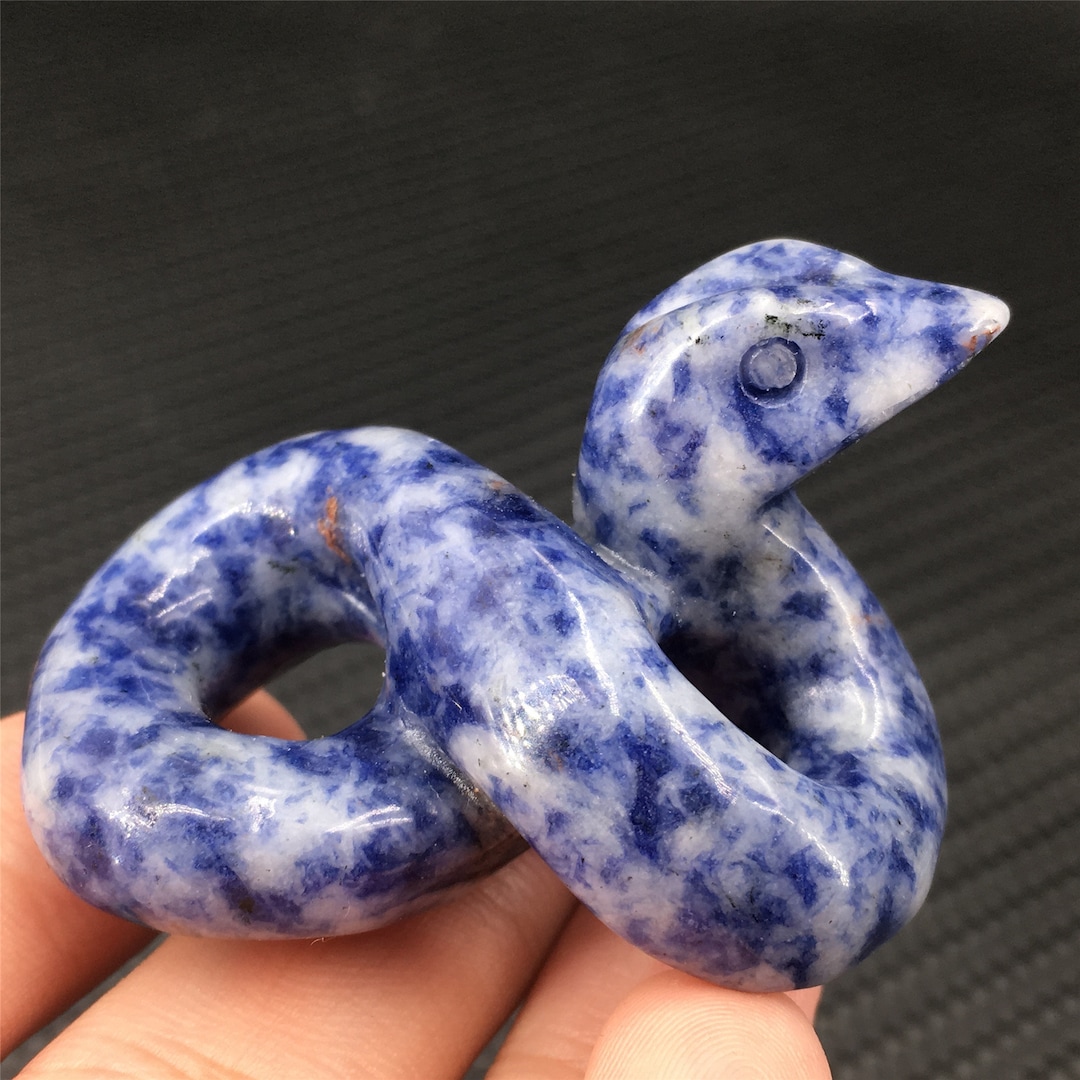 1pc Natural Blue Spot Stone Snake,crystal Snake,crystal Carving,reiki ...