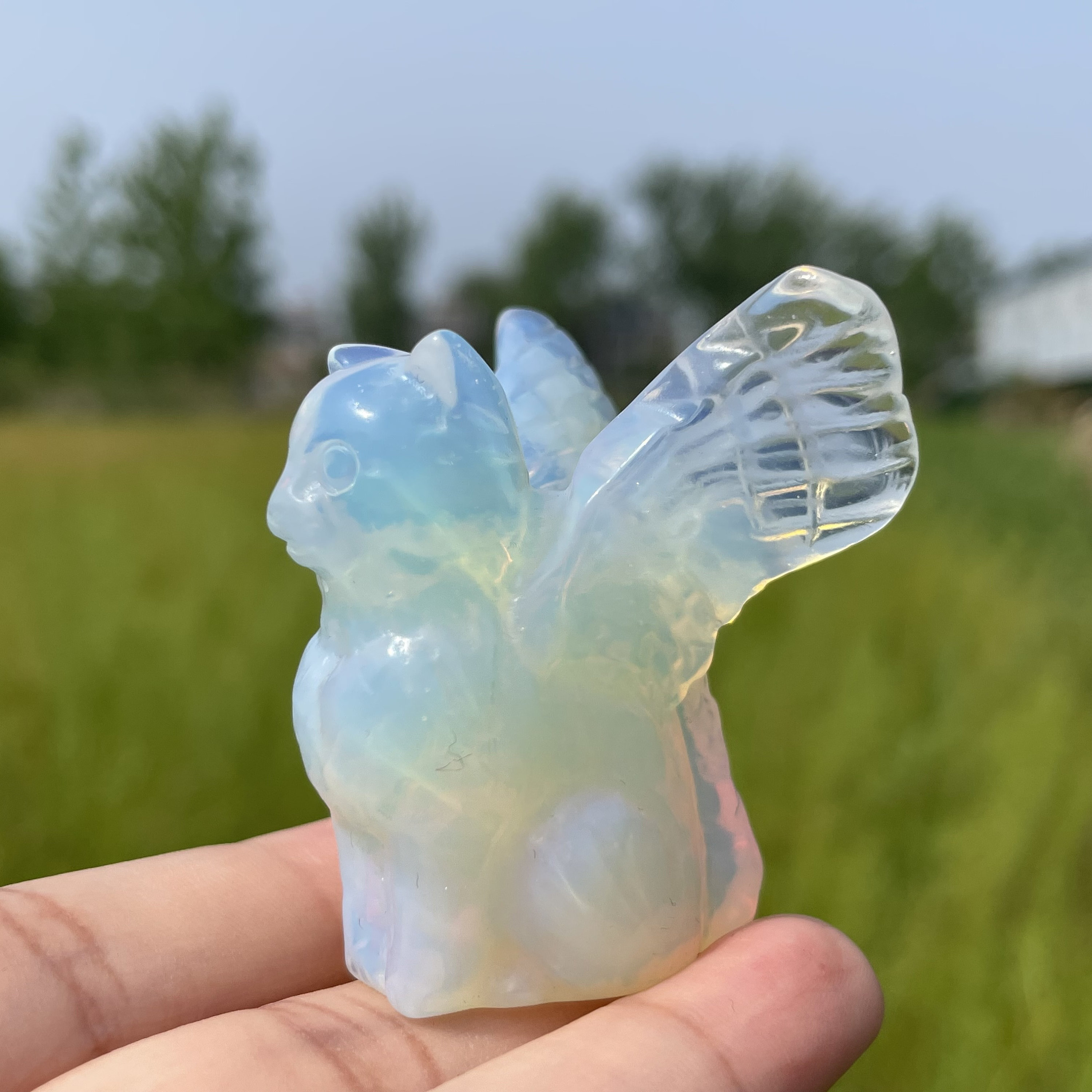 Opalite Cat Angelflying Cathand Carvedhome - Etsy