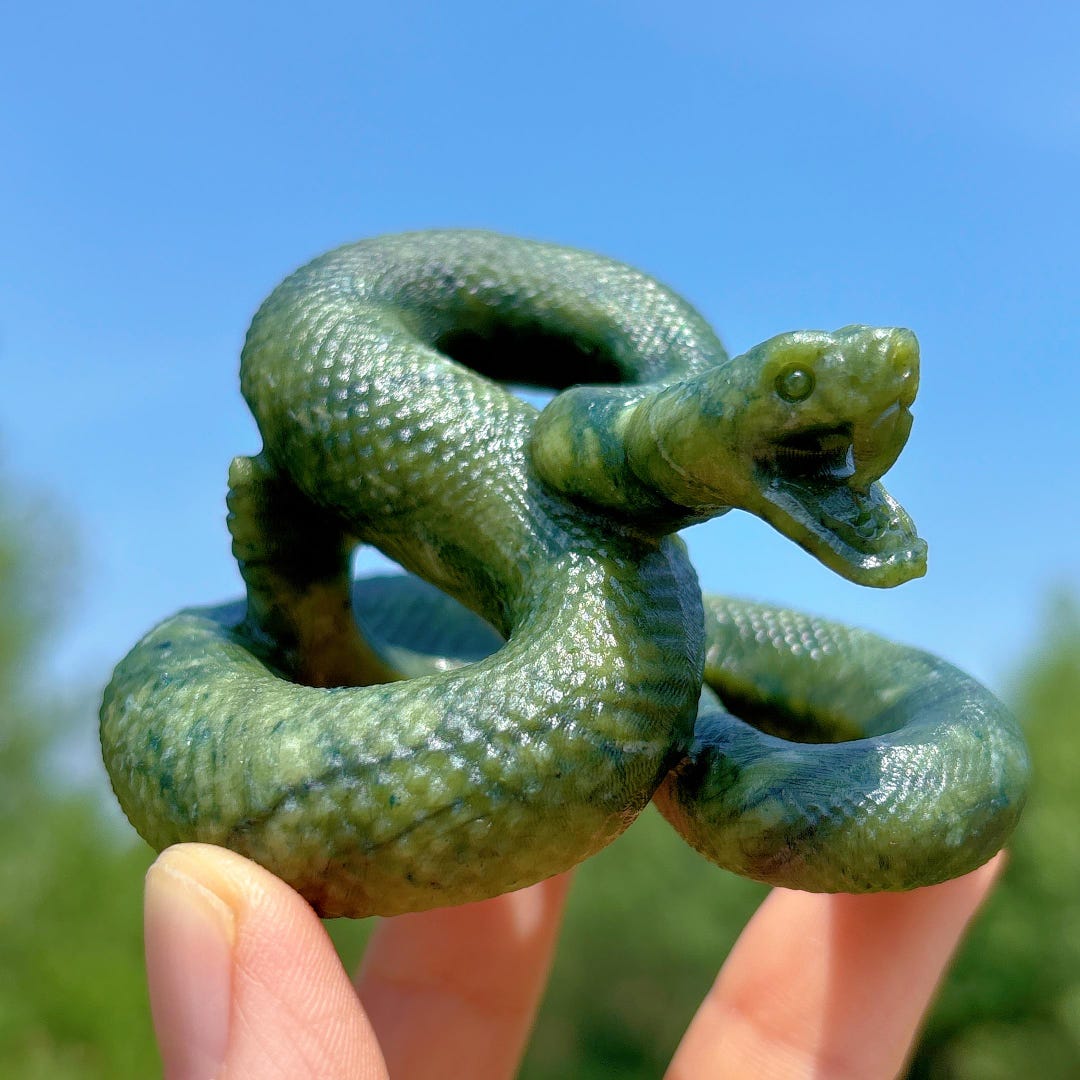 2.8" Natural Hsiuyen Jade Snake,quartz Crystal Snake,mineral Samples ...