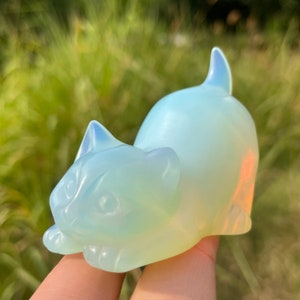 Opalite Cat,hand Carved,cat Sculpture,home Decoration,crystal ...