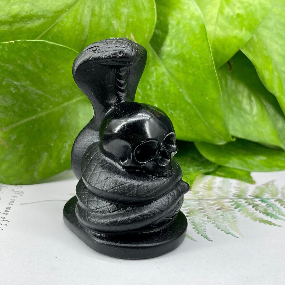 Natural Obsidian Snake Skull,quartz Crystal Snake ,home Decoration ...