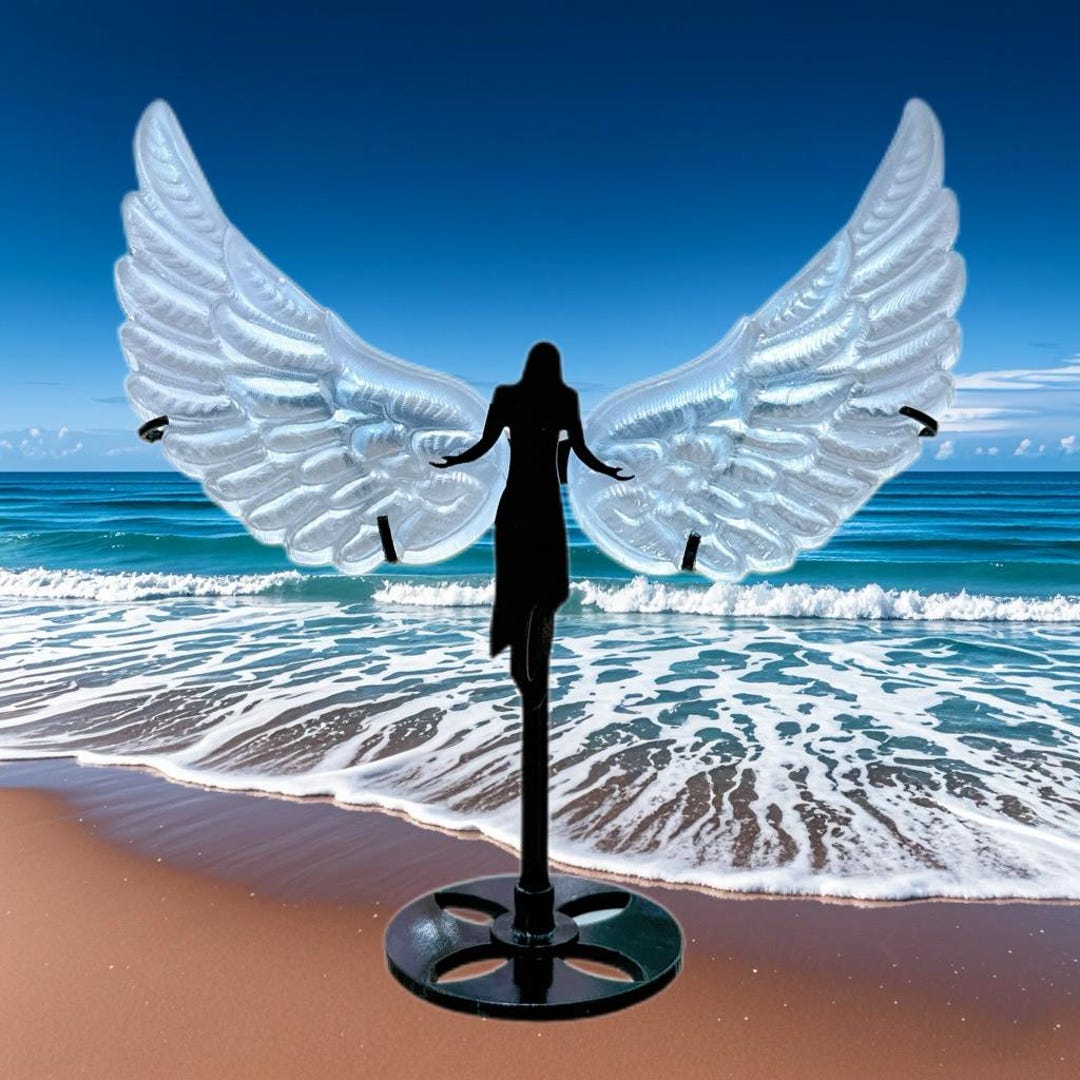 Satin Spar Selenite A Pair of Wings + Black Stand,angel Wing,hand ...