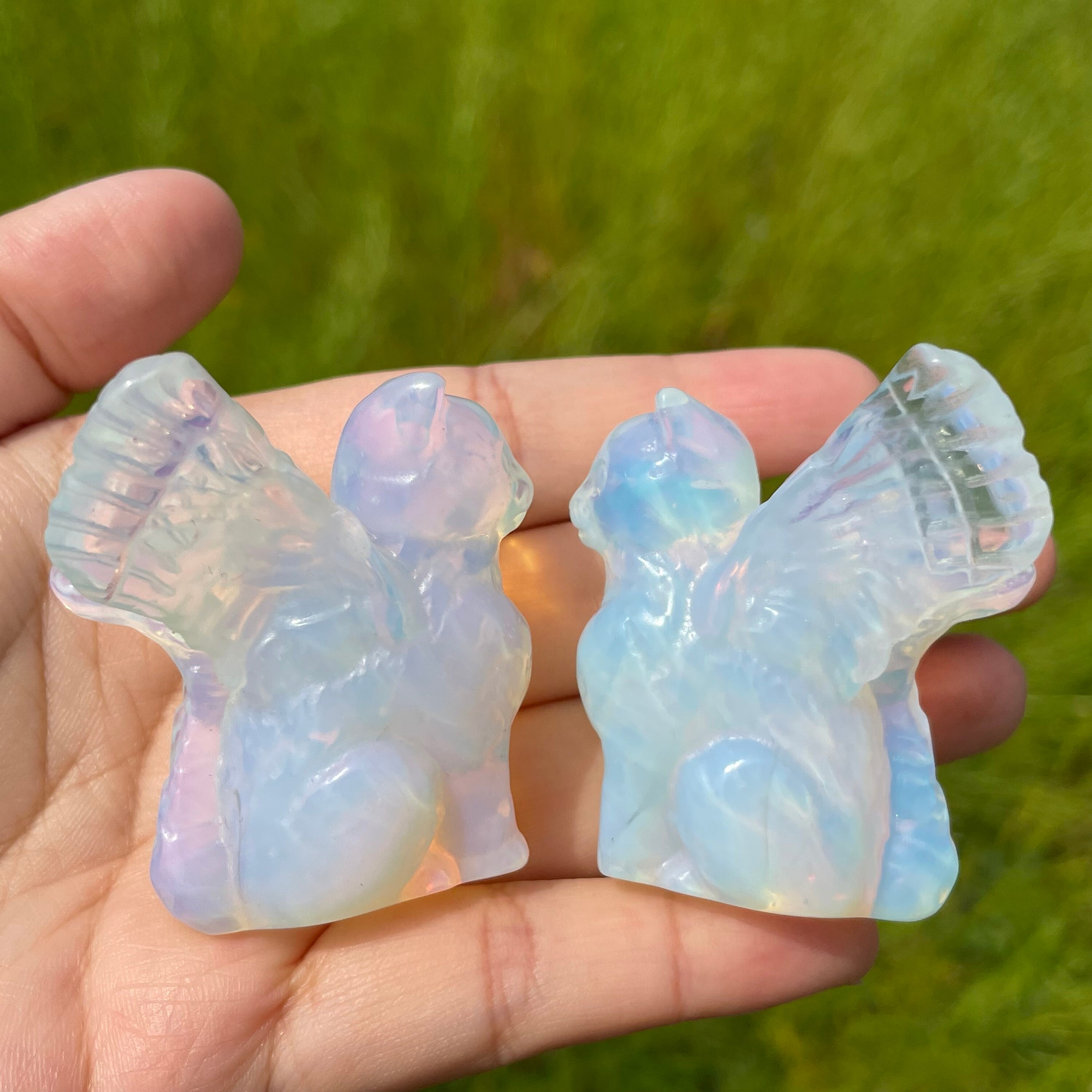 Opalite Cat Angelflying Cathand Carvedhome - Etsy