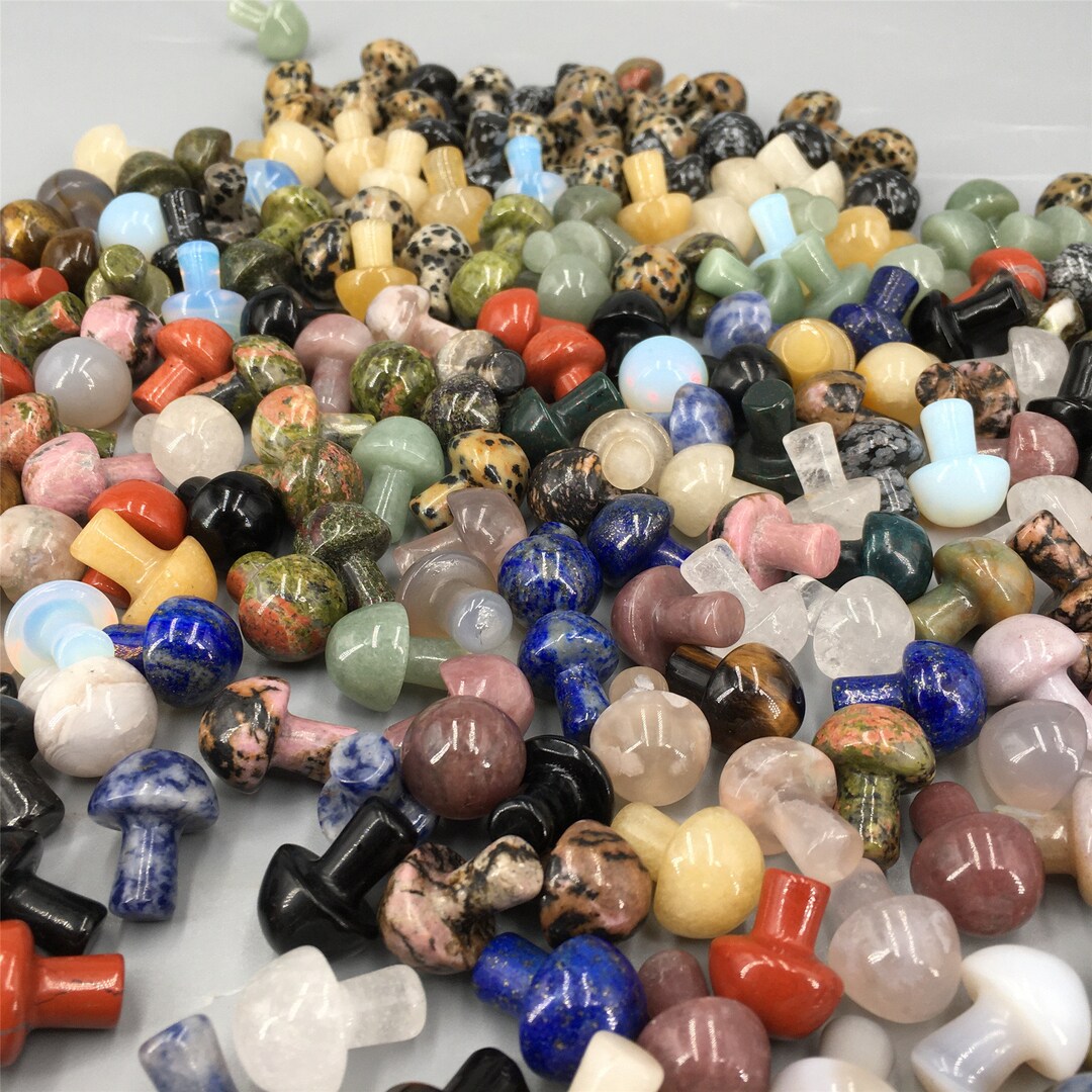 100pc Natural Mix Quartz Hand Carved Mini Mushroom,mushroom Pendants ...