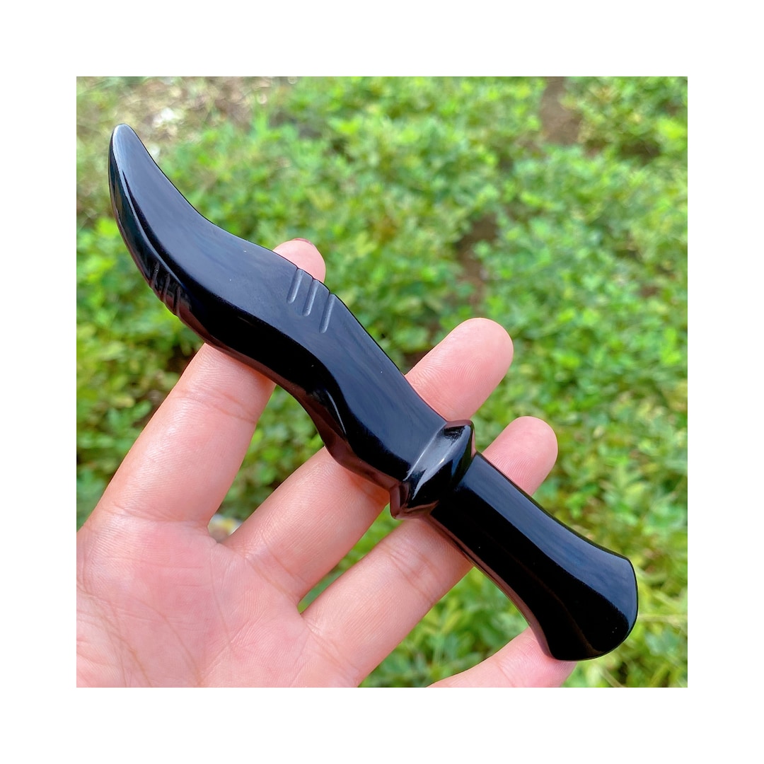 1PC Natural Hand Carved Obsidian Dagger,quartz Crystal Knife,home ...