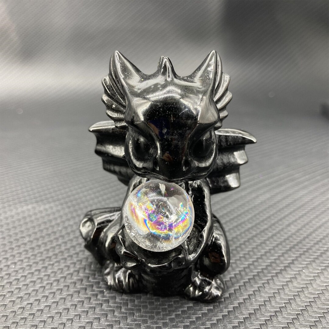 1pc Natural Obsidian Flying Dragon,quartz Crystal Flying Dragon,hand ...