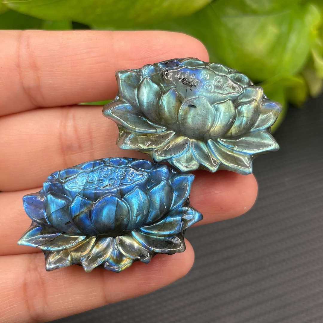 Natural Labradorite Lotus,hand Carved,quartz Lotus,reiki Healing,home ...