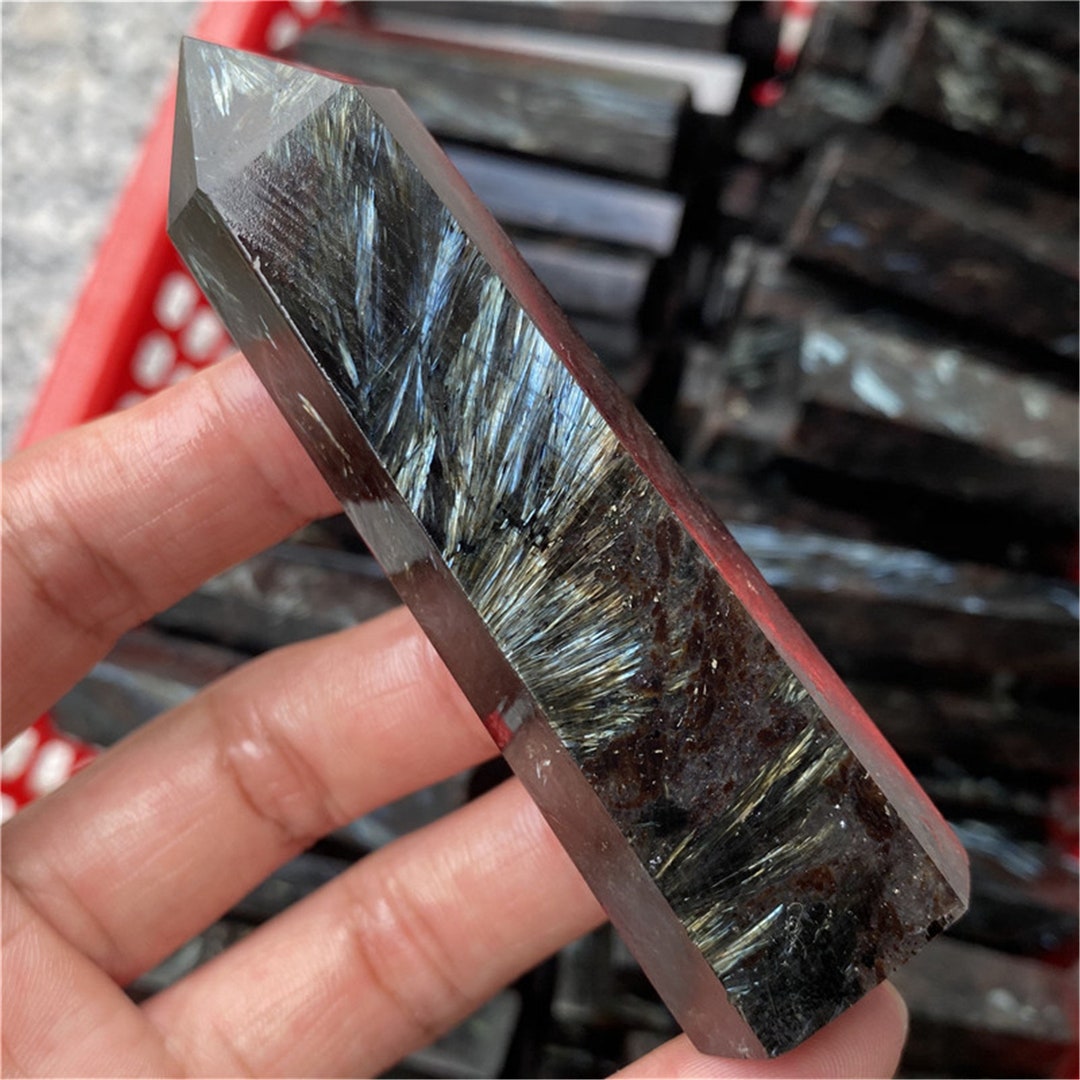 2pc Natural Astrophyllite Quartz Crystal Obelisk,quartz Wand Point ...