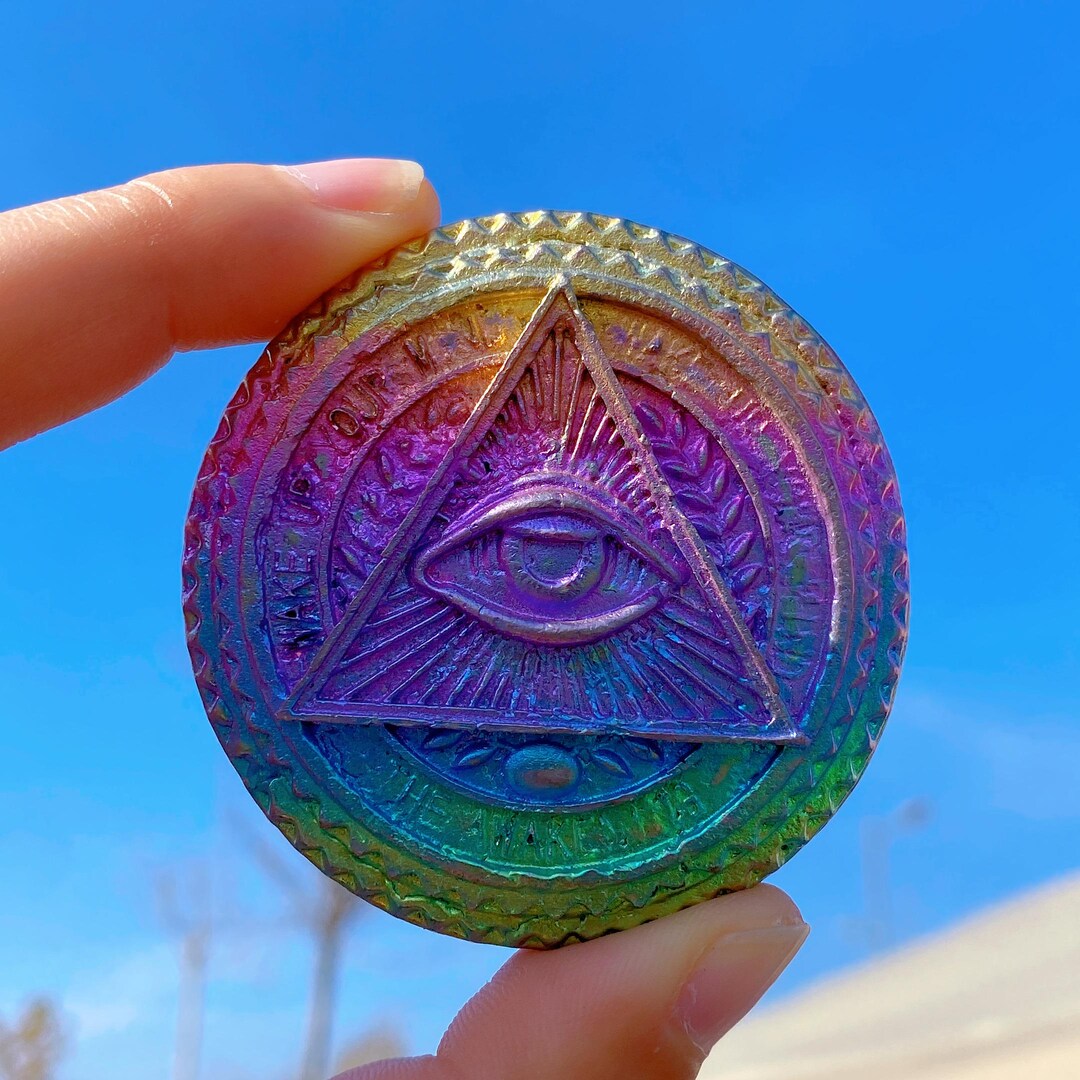 1PC Titanium Rainbow Bismuth Ore Eye of Horus,titanium Star of David ...