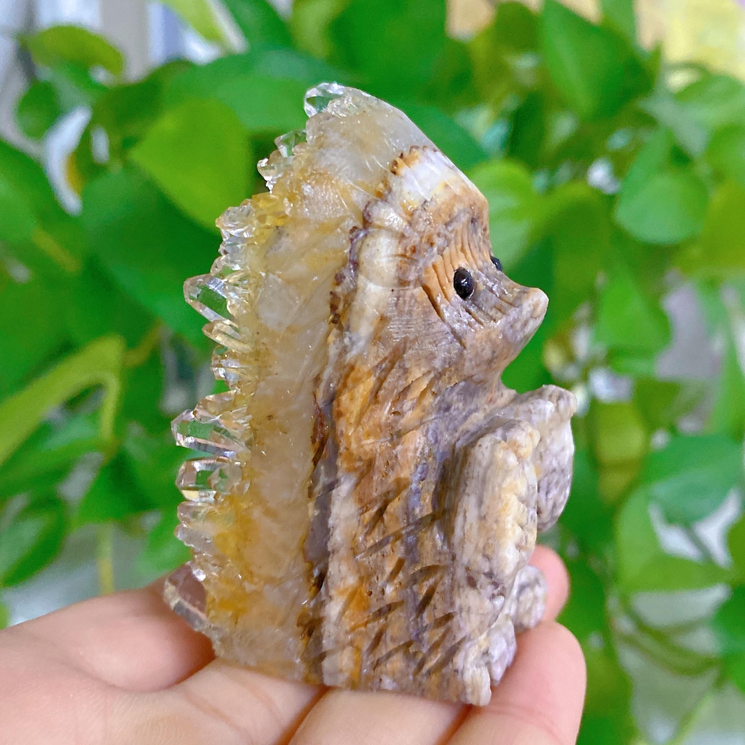 Natural Cluster Hedgehog,hand Carved Crystal Druse Hedgehog ,hand ...