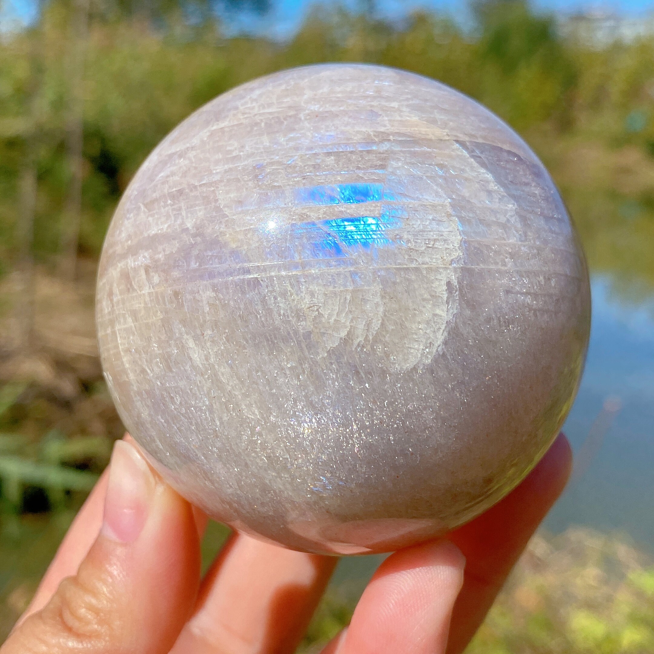 58-65mm Blue Flash Moonstone Sphere,crystal Quartz Sphere,home ...