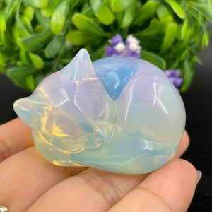 Opalite Sleeping Cat,hand Carved,home Decoration,crystal Collection ...