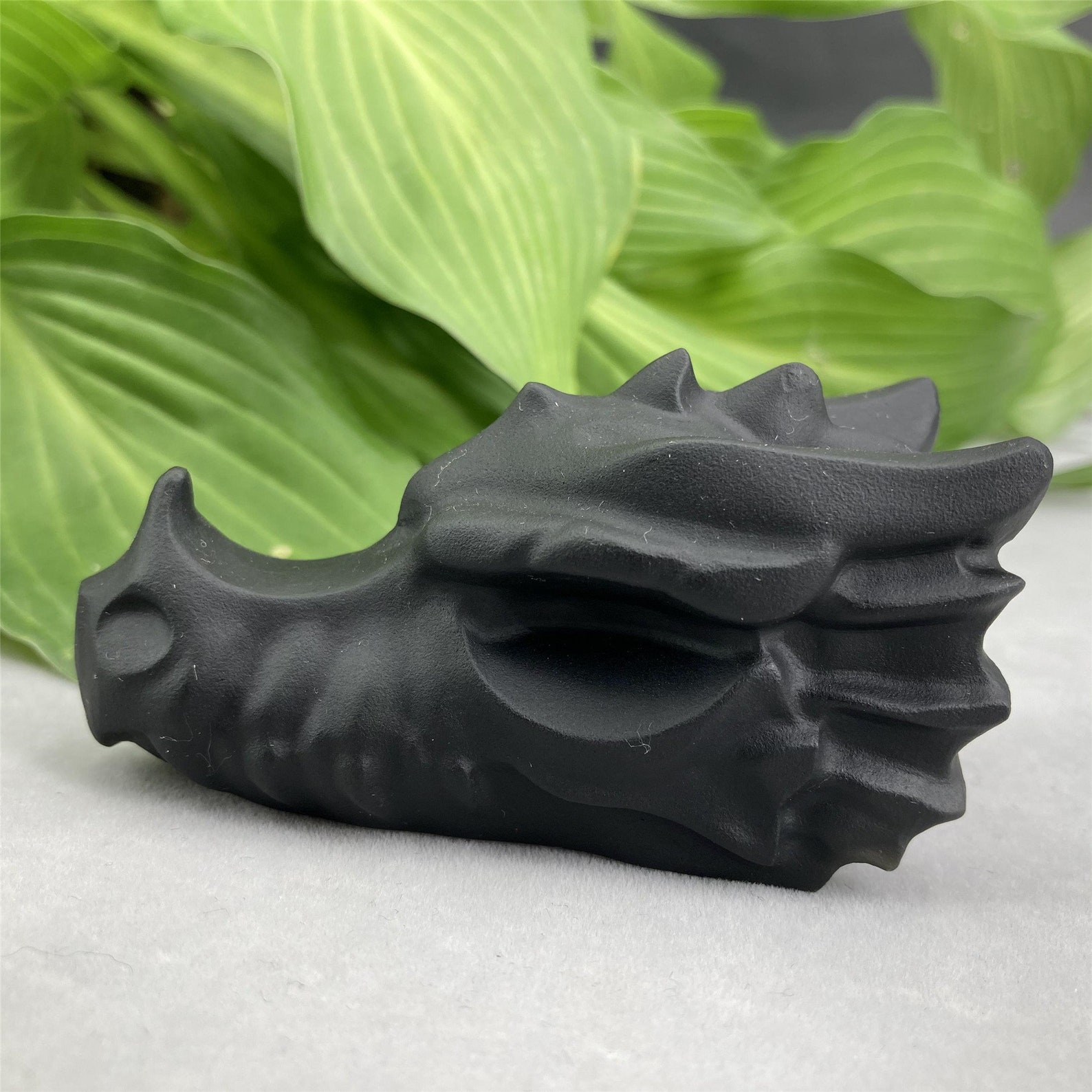 3''hand Carved Natural Obsidian Dragon Headquartz | Etsy