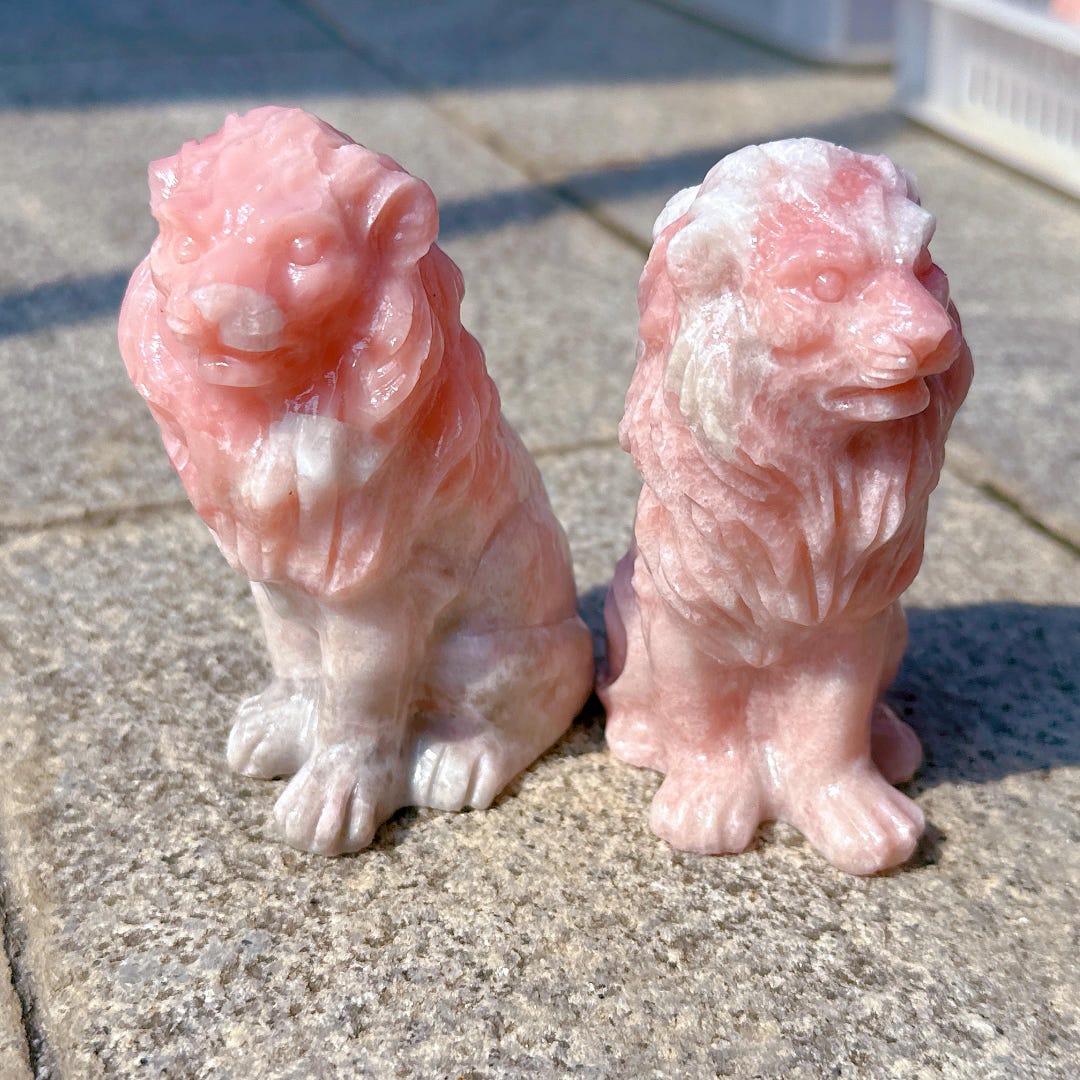 4.1“ Natural Pink Opal Lion,crystal Lion Skull,hand Carving,mineral ...