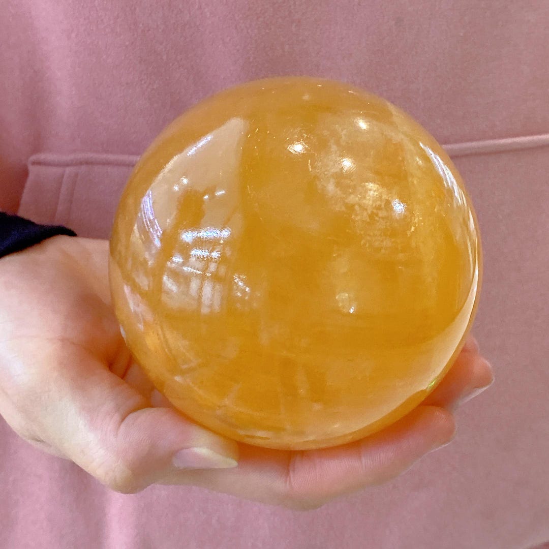 100mm Natural Yellow Iceland Spar Quartz Crystal Sphere,crystals Ball ...