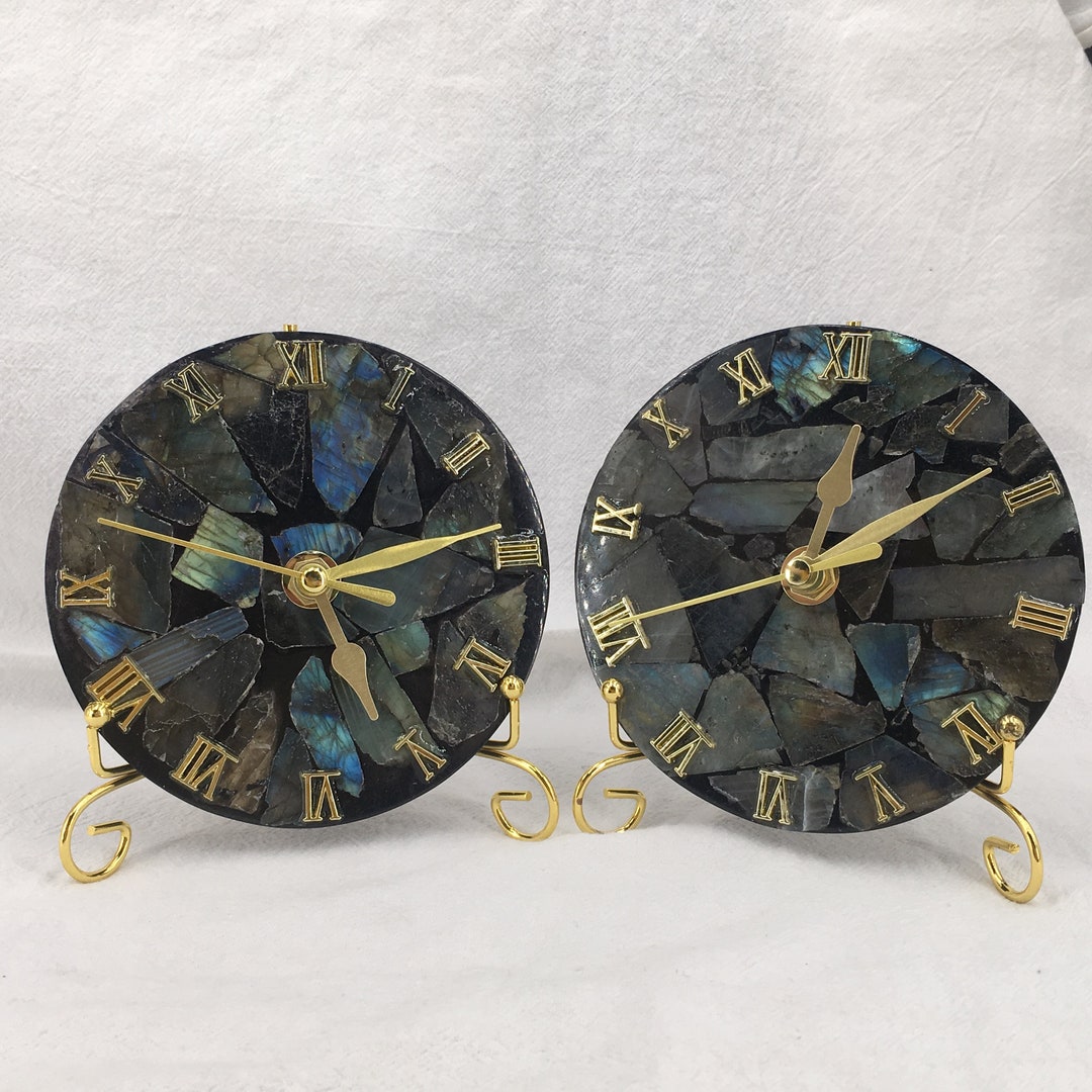 1pc Natural Labradorite Quartz Crystal Clock,home Decoration,mineral ...