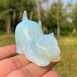 Opalite Cat,hand Carved,cat Sculpture,home Decoration,crystal ...