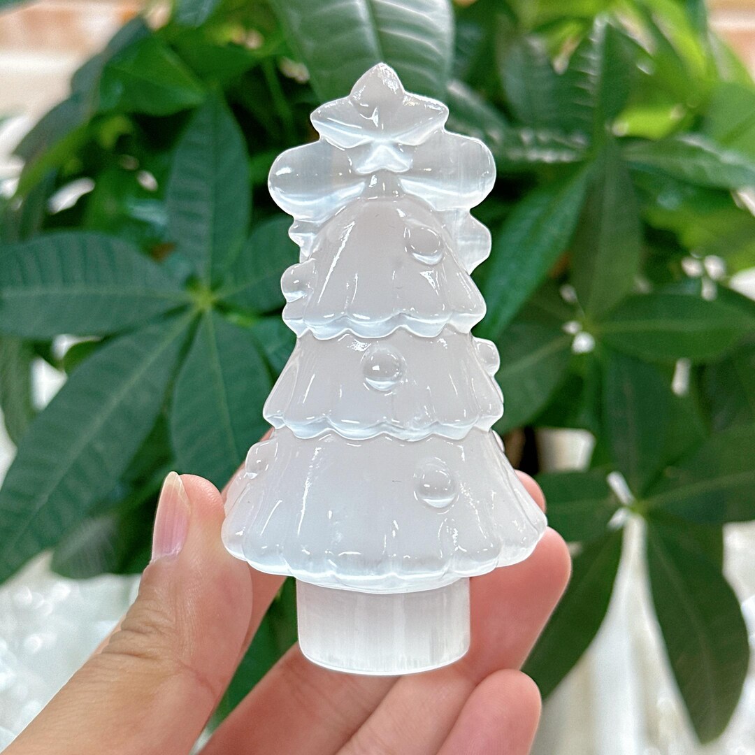 4 Satin Spar Selenite Christmas Tree,crystals Christmas Tree Decoration ...