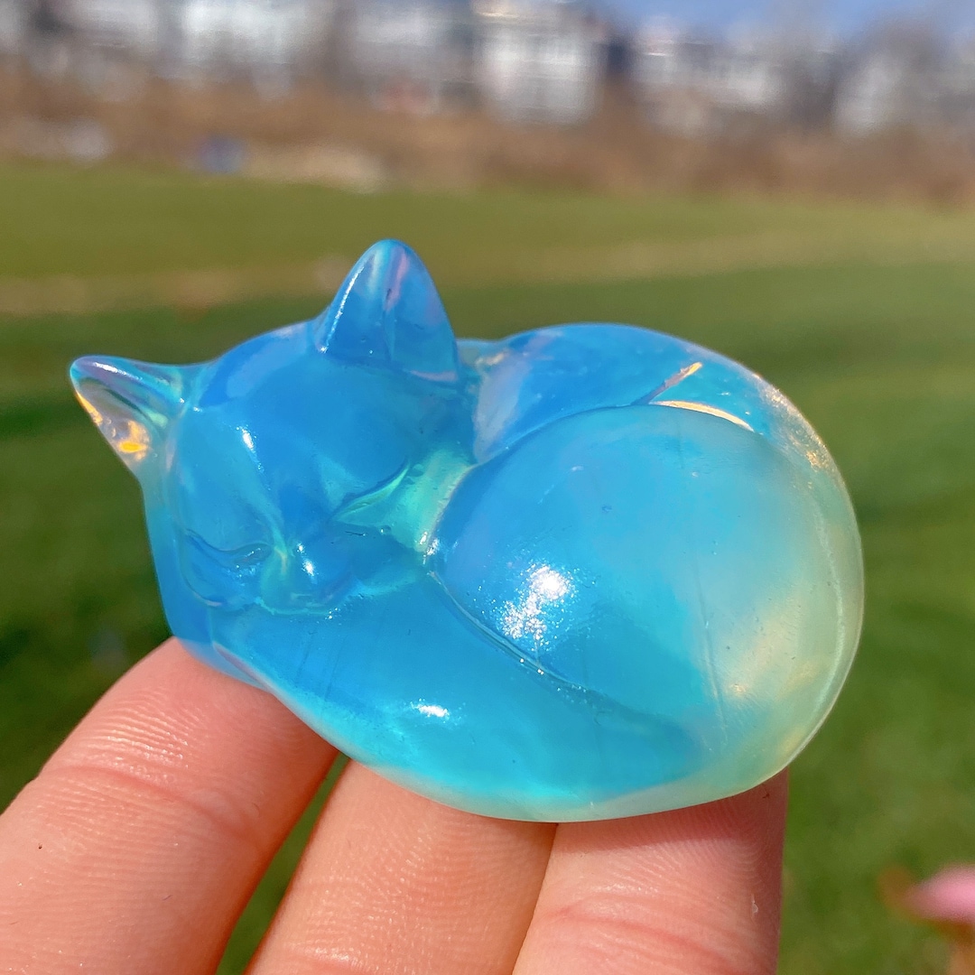 Opalite Sleeping Cat,hand Carved,home Decoration,crystal Collection ...