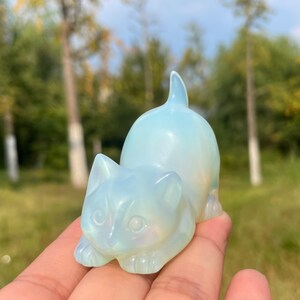 Opalite Cat,hand Carved,cat Sculpture,home Decoration,crystal ...