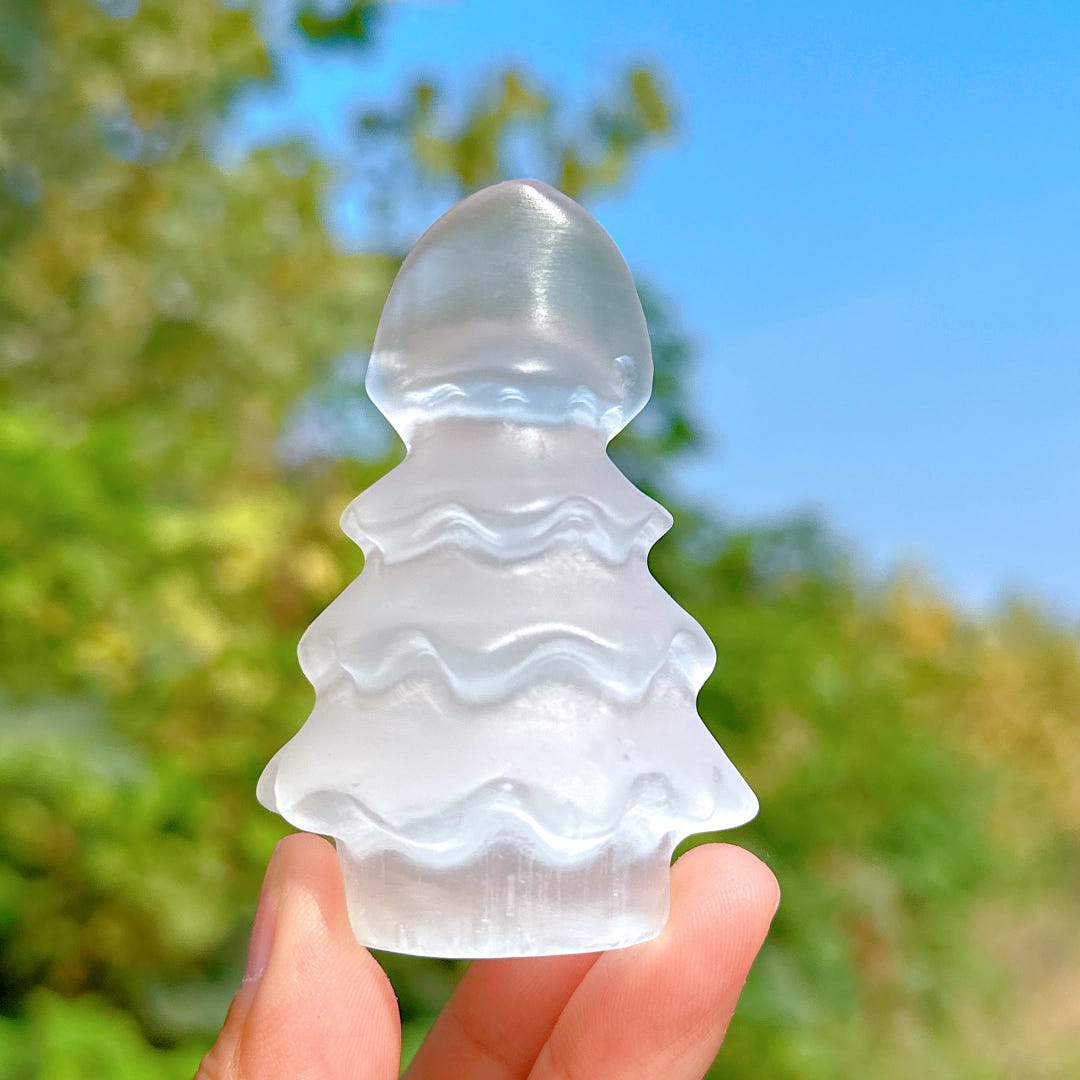 2.7“ Satin Spar Selenite Christmas Tree,crystals Christmas Tree ...