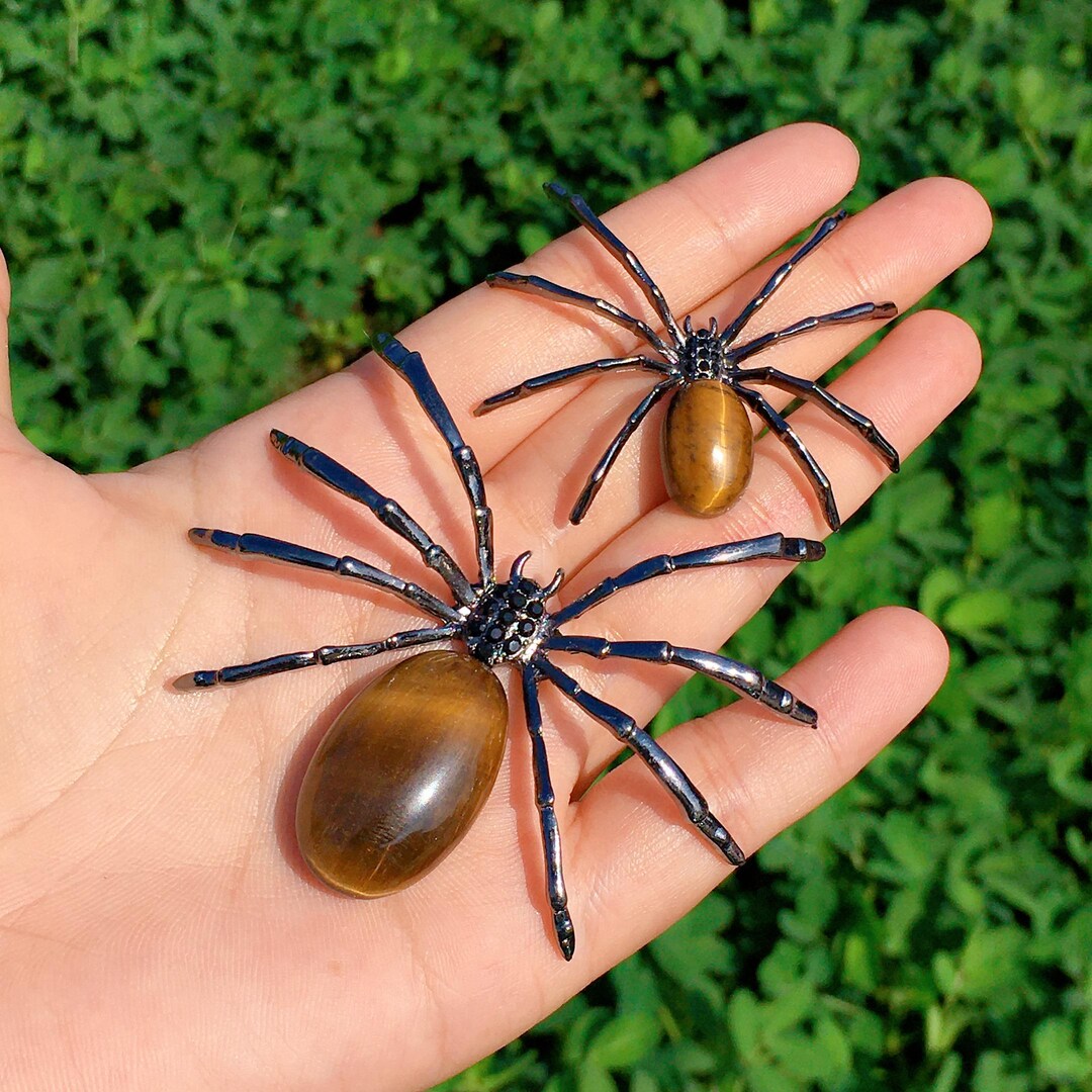 Natural Tiger's-eye Spider,quartz Crystal Spider,hand Carved,home ...