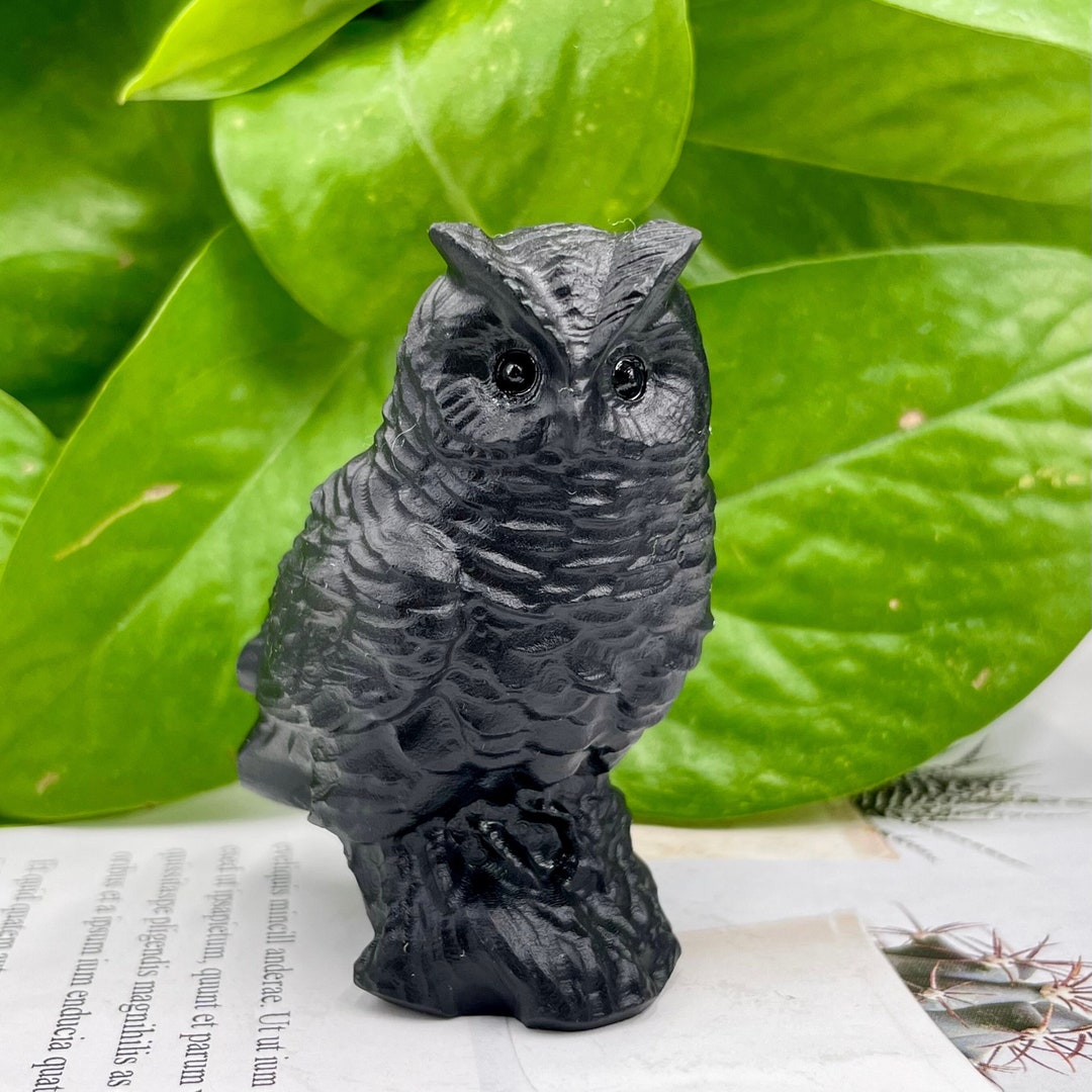 Natural Obsidian Owl,hand Carved,crystal Owl,crystal Heal,crystal ...