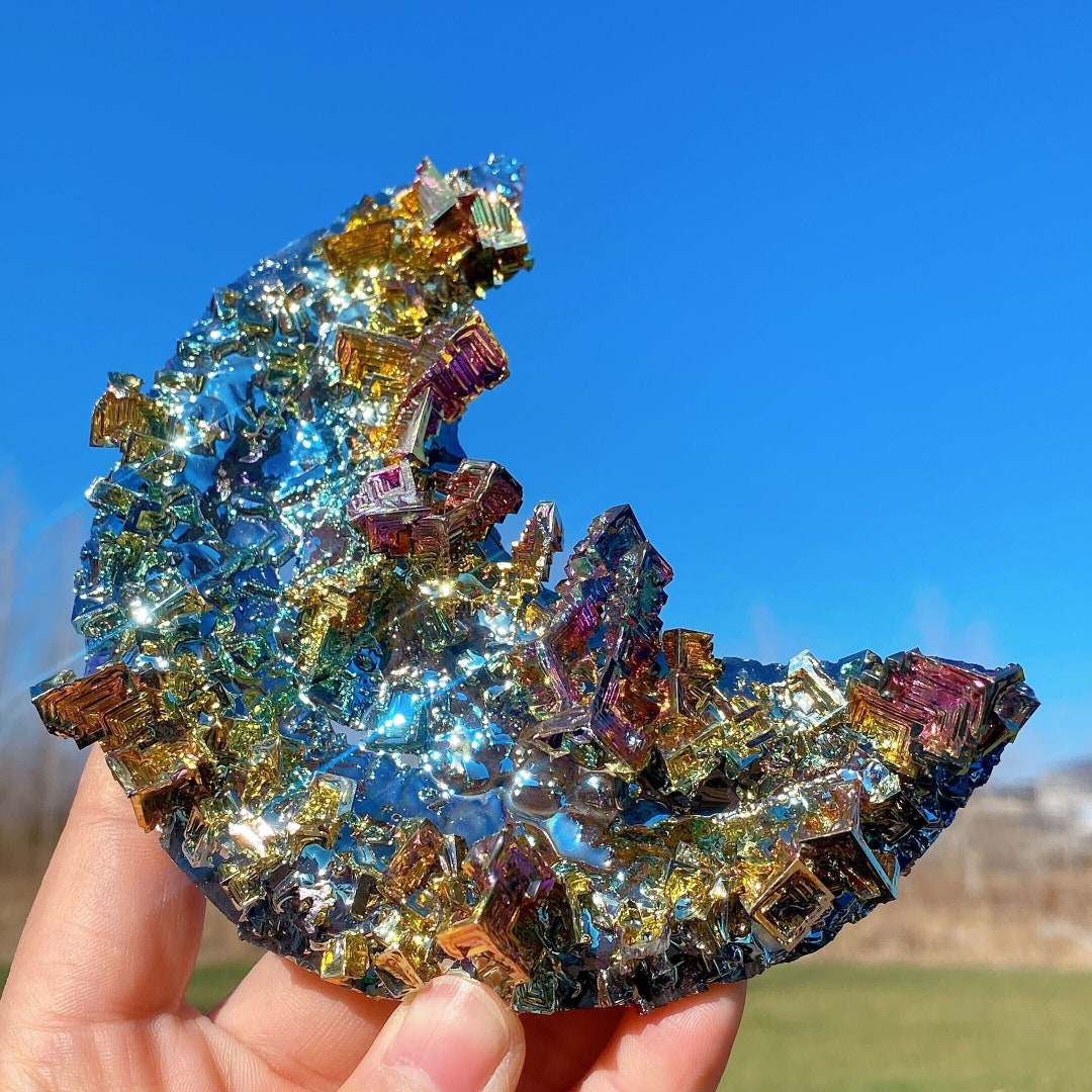 Rainbow Bismuth Ore Moon,quartz Crystal Crescent,crystal Healing,home ...