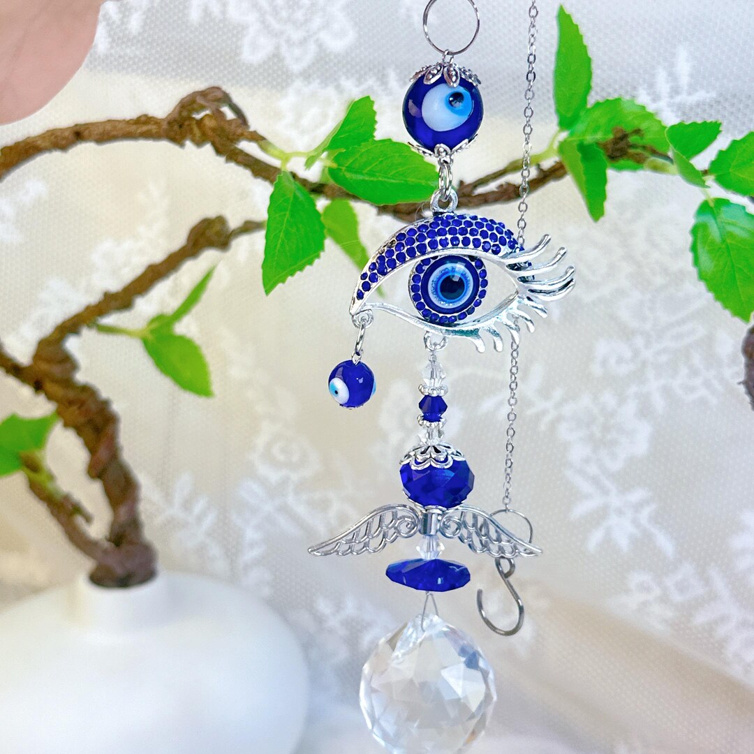 Turkish Blue Eyes Hanging Ornaments,metal/glass Decoration,devil's Eye ...