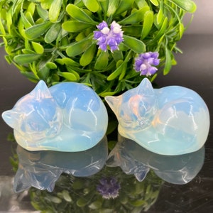 Opalite Sleeping Cat,hand Carved,home Decoration,crystal Collection ...