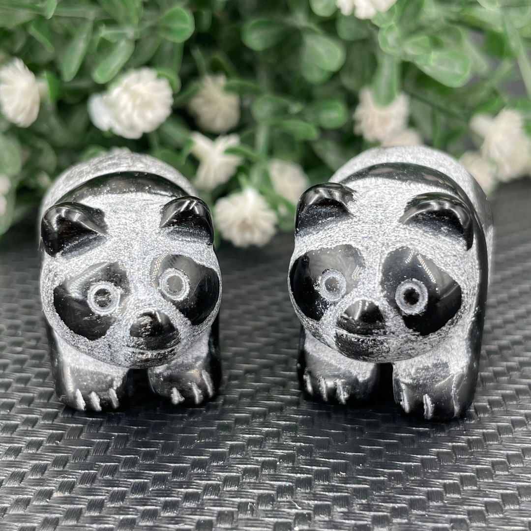 1'' Natural Obsidian Panda,hand Carved,crystal Healing,crystal Panda ...