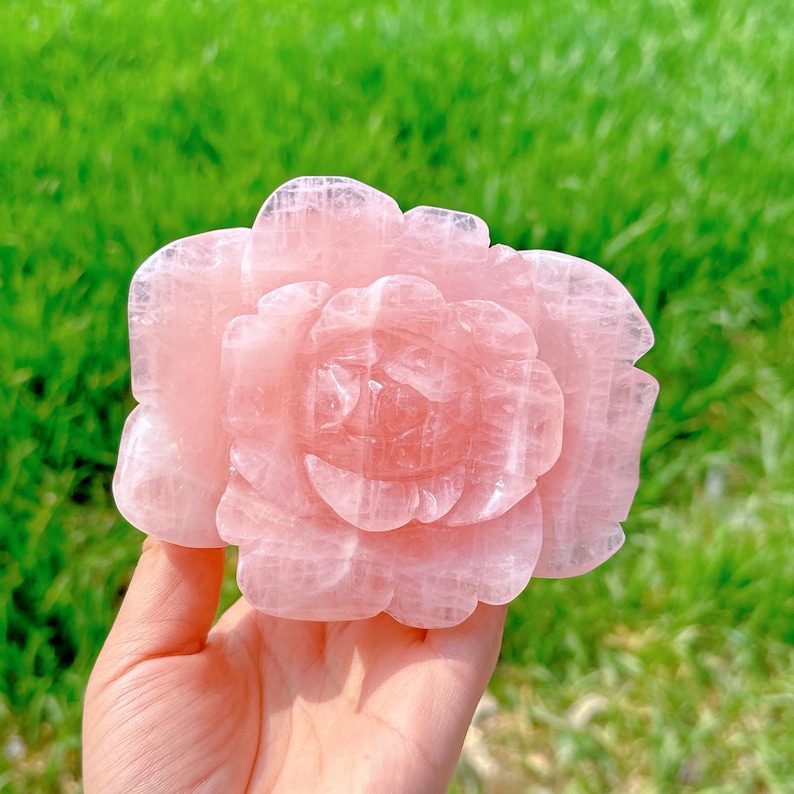 Natural Rose Quartz Flower,quartz Crystal Flower,crystal Carving,reiki ...
